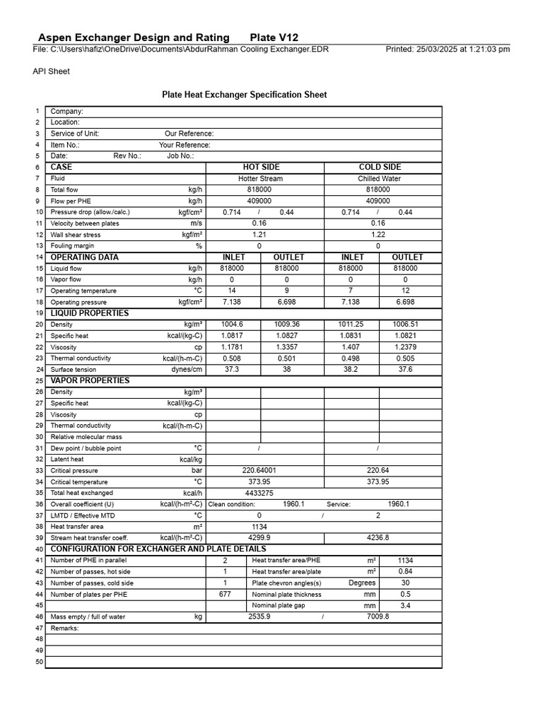 API Plate Heat Exchanger Specifications | PDF | Heat Transfer | Liquids