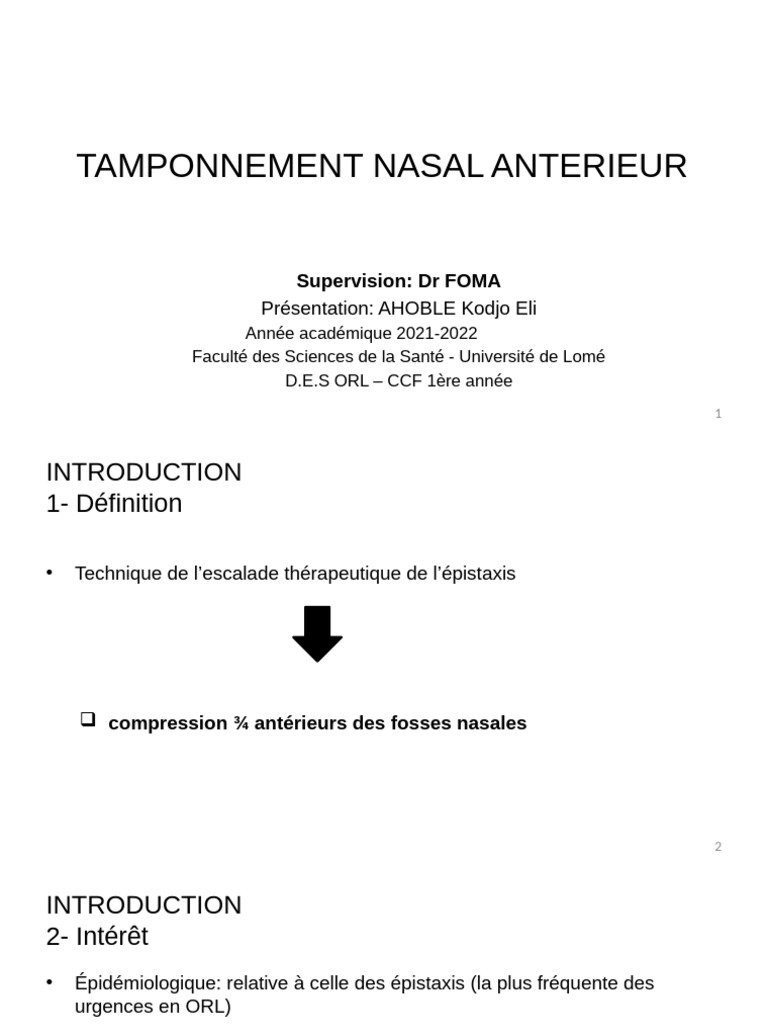 54 - Tamponnement Nasal Anterieur | PDF | Tête et cou chez l'humain ...