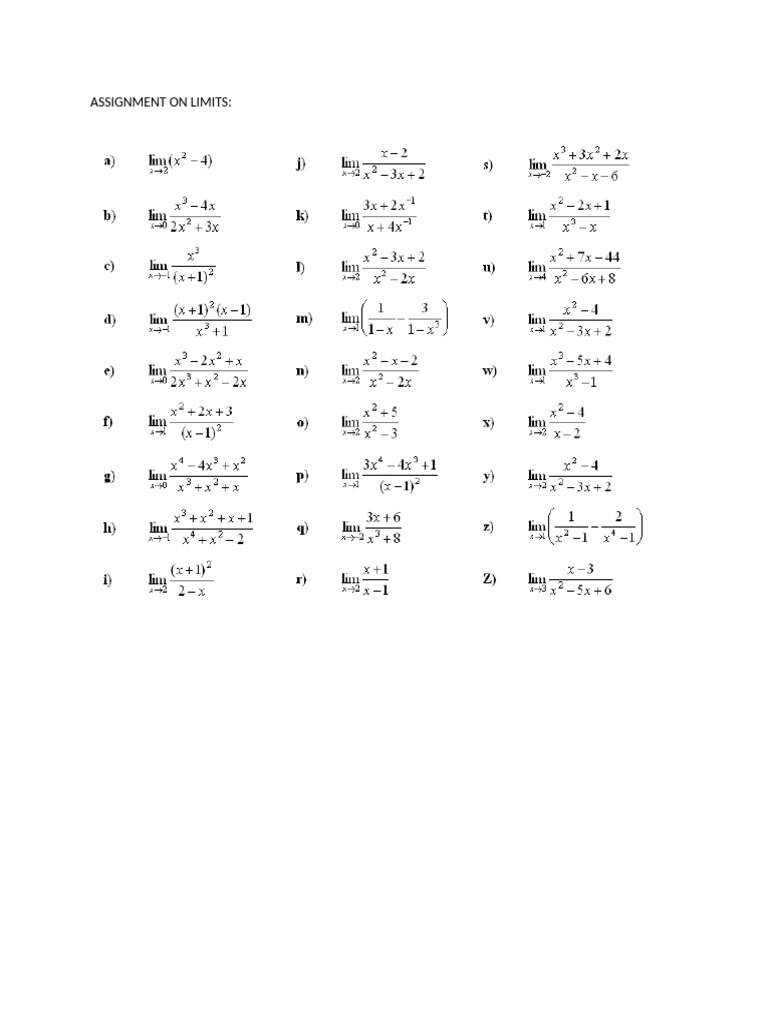 Assignment on Limits | PDF