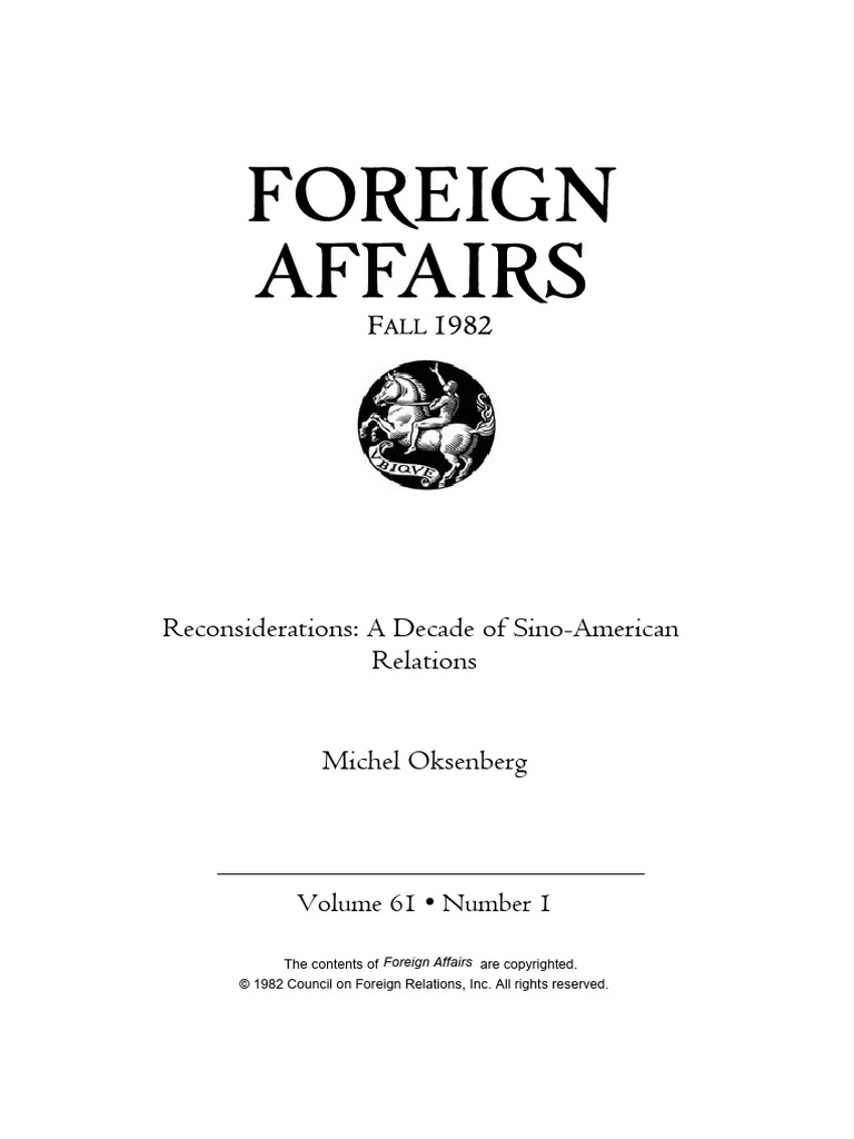 Reconsiderations A Decade of Sino-American Relations | PDF | Deng ...