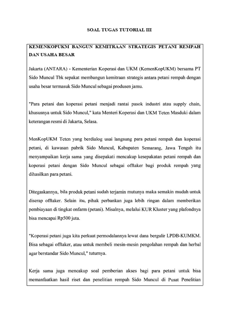 Soal Tugas Tutorial III Alya Pebriyanti | PDF