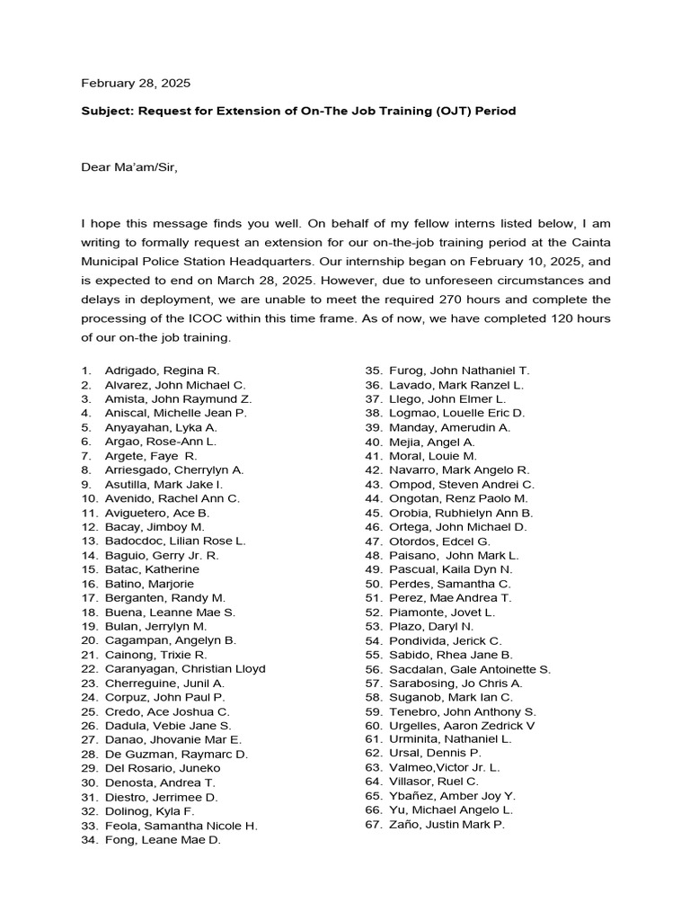 CAINTA MPS HQ Extension Letter - Docxreal | PDF