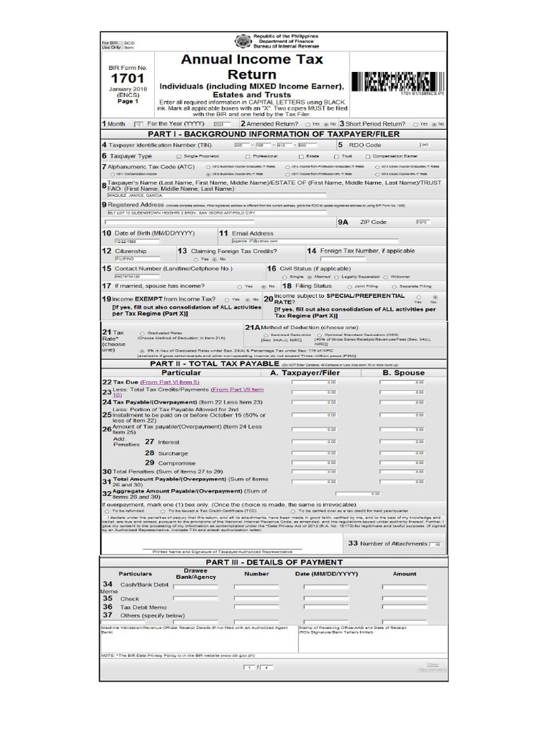 BIR 1701A 2023 G4 Red | PDF