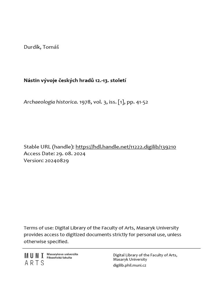 Nástin Vývoje Českých Hradů 12 A 13 Stol | PDF