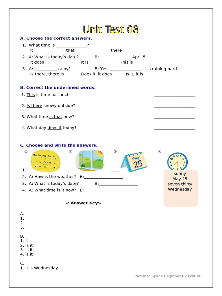 Class 5 English Unit Test Paper | PDF