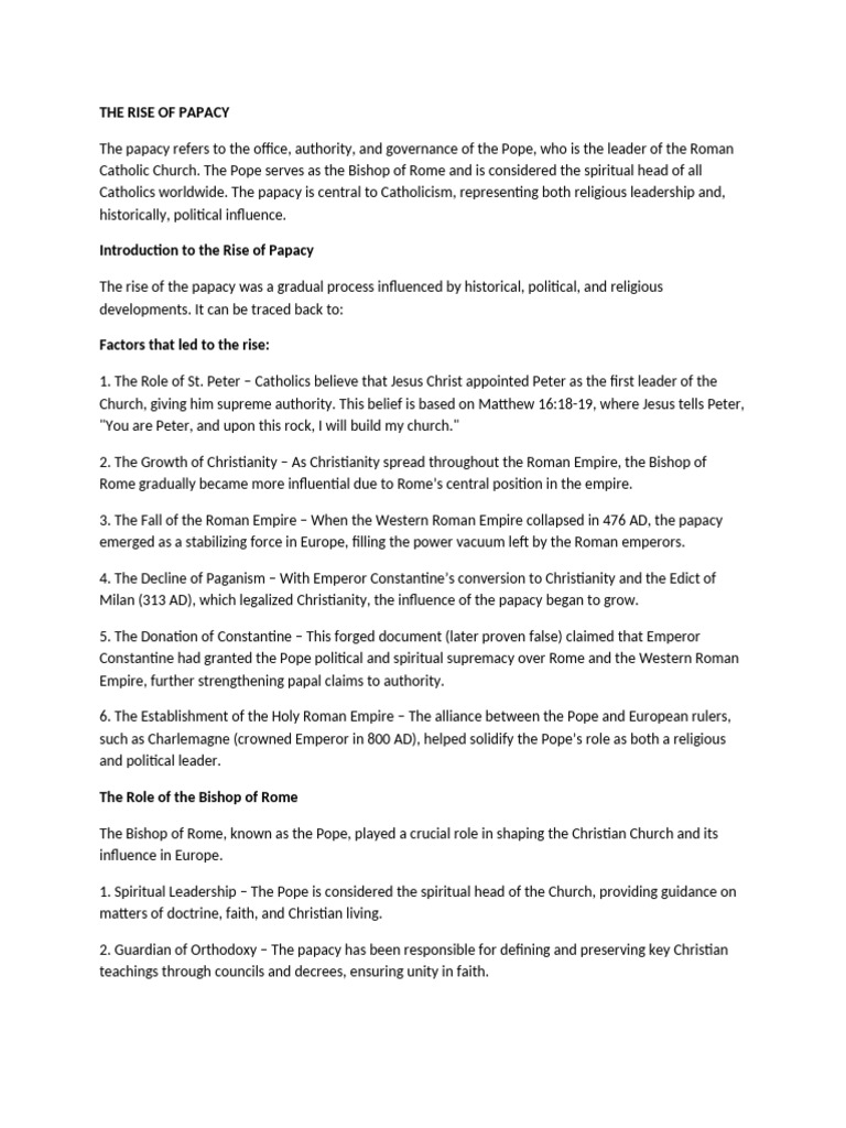 THE MIDDLE AGES-WPS Office | PDF | Pope | Catholic Church