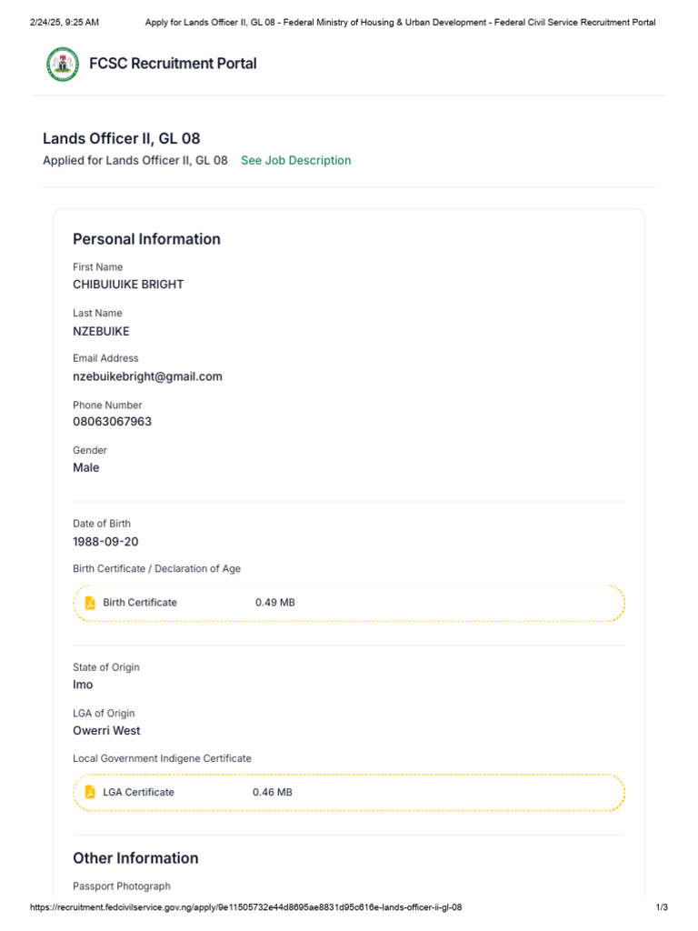 Apply For Lands Officer II, GL 08 - Federal | PDF | Résumé