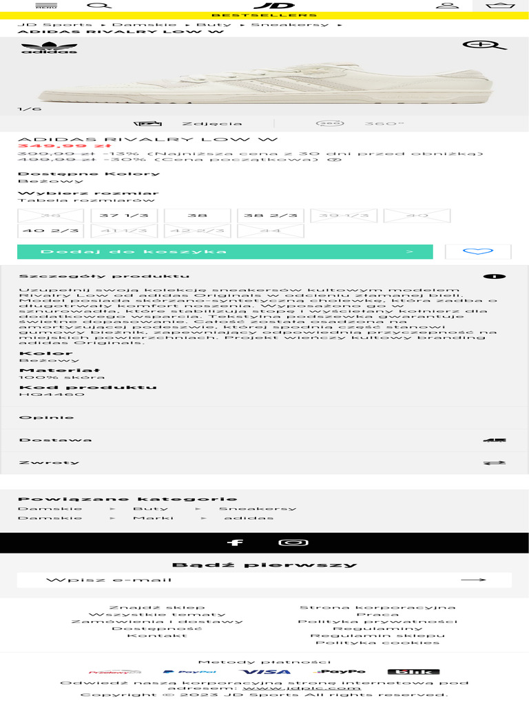 ADIDAS RIVALRY LOW W HQ4460 Kolor Beżowy Damskie Buty W JD Sports | PDF