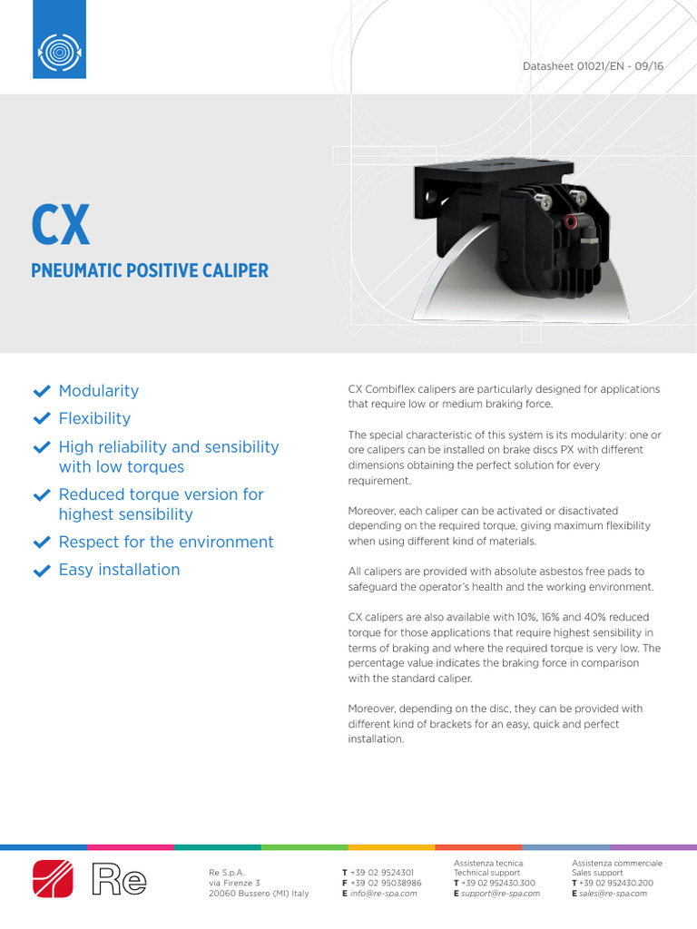 CX Pneumatic Calipers Overview | PDF | Brake | Vehicle Parts