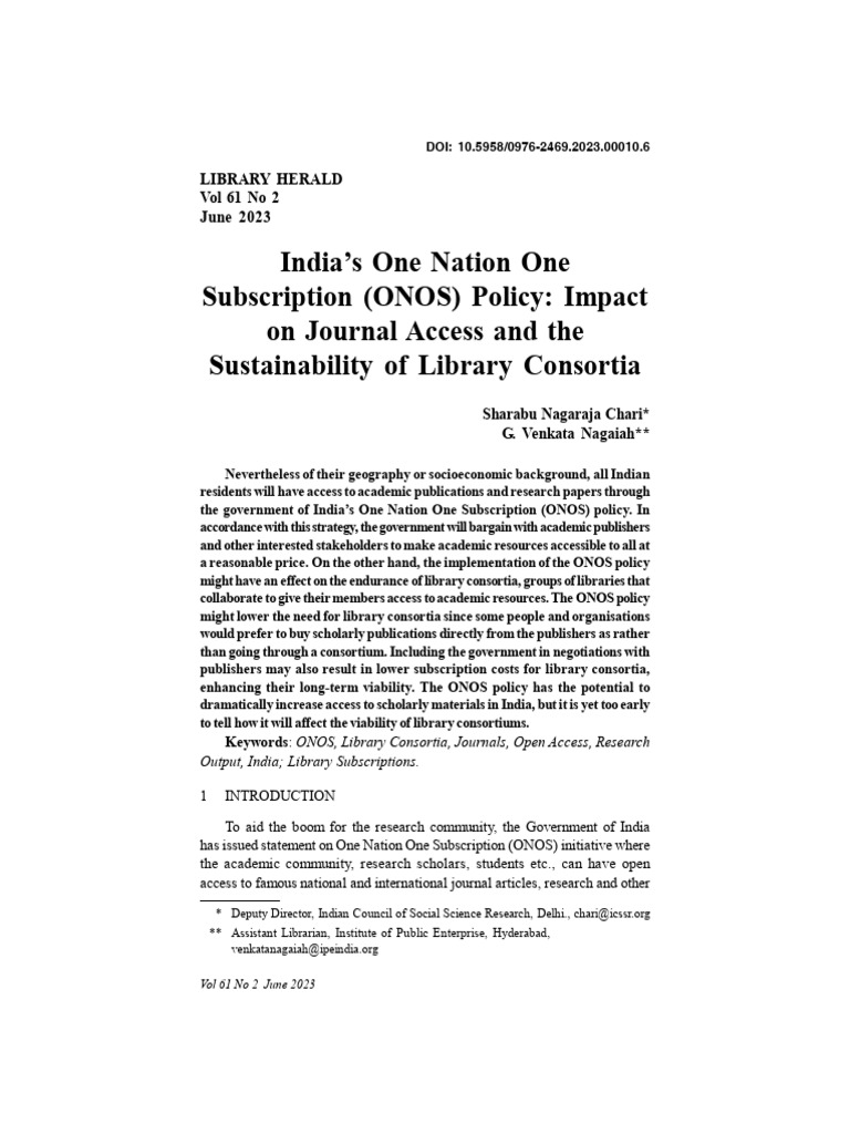 Library Hearld Vol 61-2 (2023) | PDF | Open Access | Academic Publishing