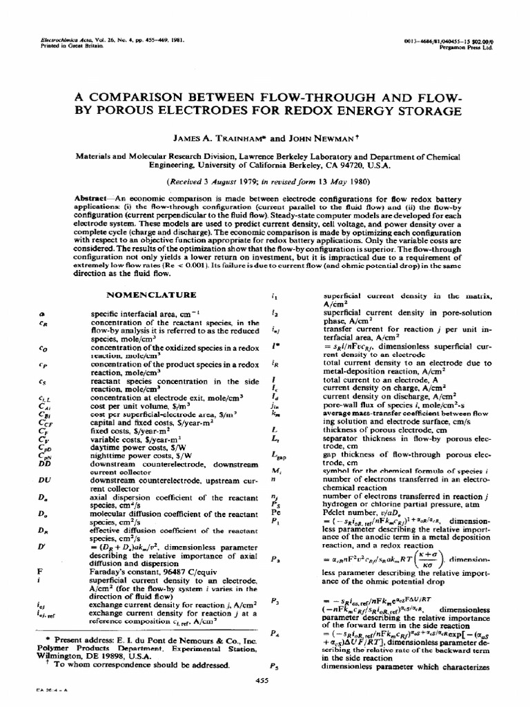 Flow-Through vs. Flow-By Electrodes | PDF | Electrode | Redox