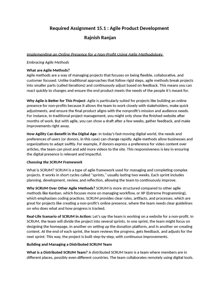 ISBPM - Assignment - 15.1 - Rajnish Ranjan | PDF | Scrum (Software Development) | Agile Software ...