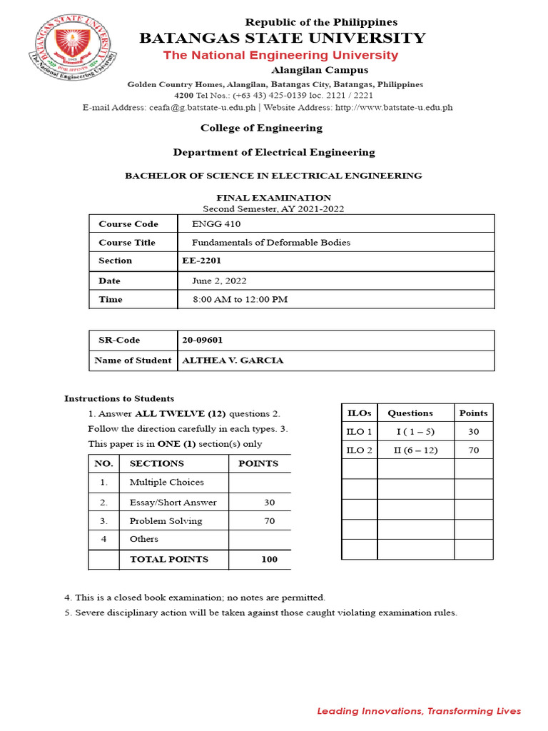 Electrical Engineering Final Exam 2022 | PDF | Stress (Mechanics) | Screw