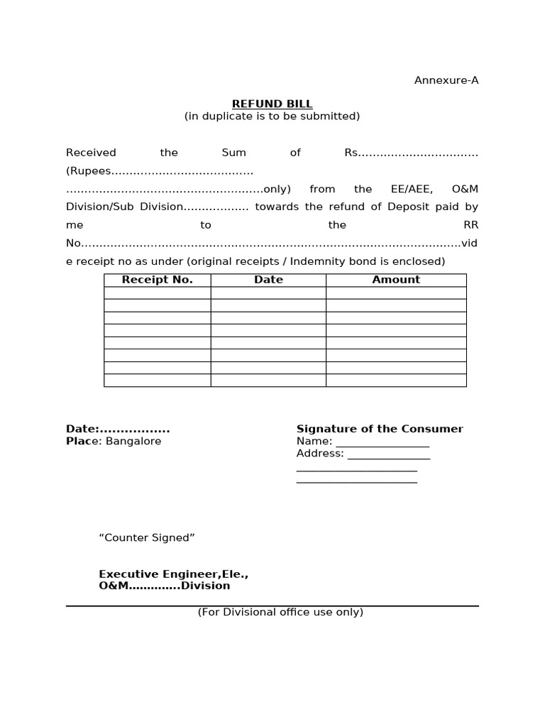 Refund Request for Deposit and Indemnity | PDF | Business Law