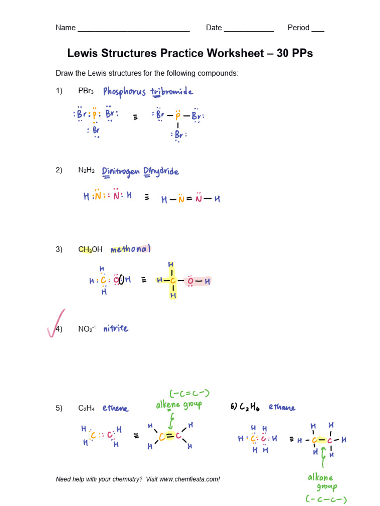 Lewis Structures Practice Worksheet 2 | PDF