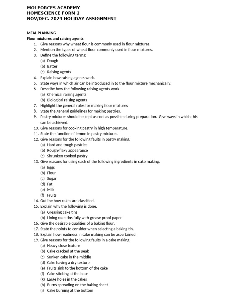 Home Science Form 2 | PDF
