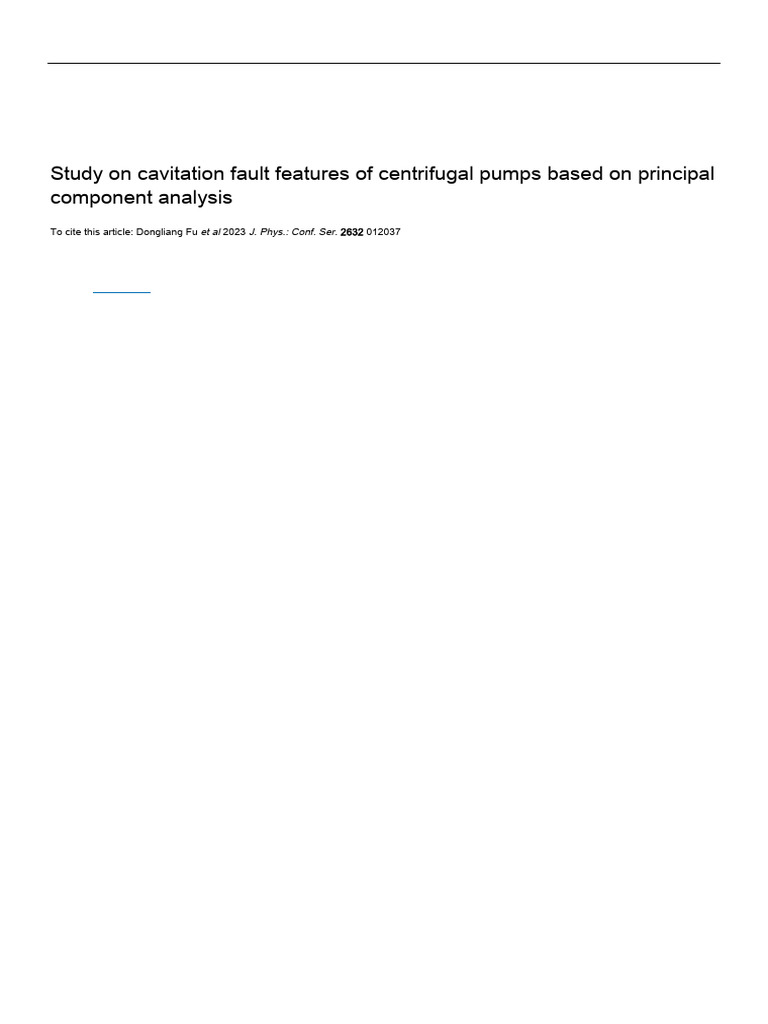 Cavitation Fault Analysis in Pumps | PDF | Eigenvalues And Eigenvectors ...
