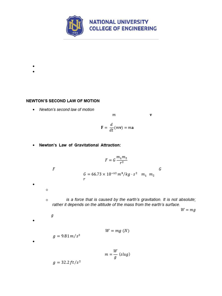CEDYNA20 Module 2 - Kinetics of Particles - Force and Acceleration ...