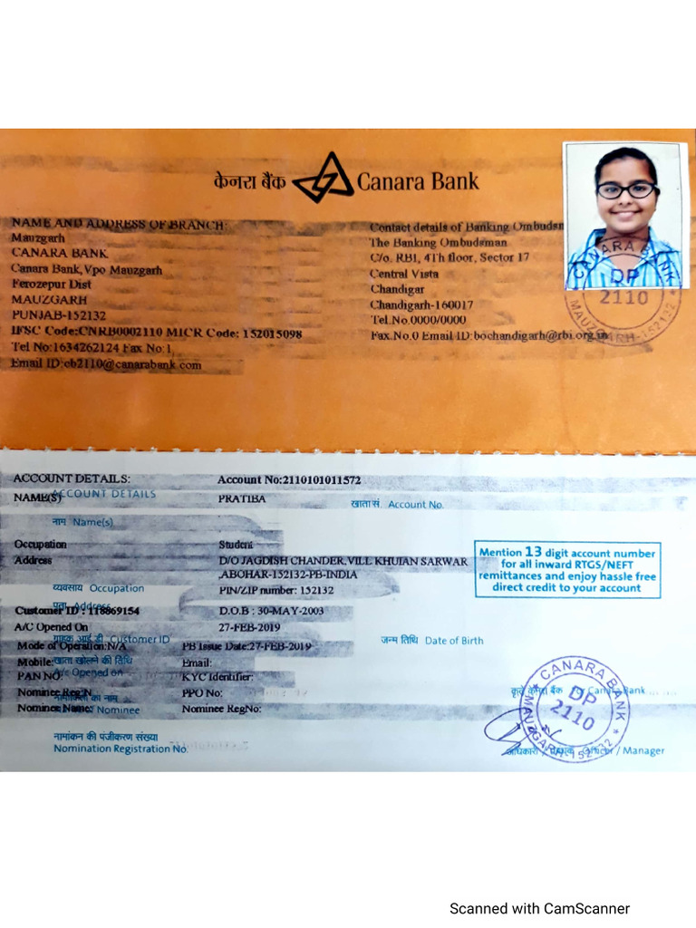 Canara Bank Account Bindia Lalit Pratibha - 2 | PDF