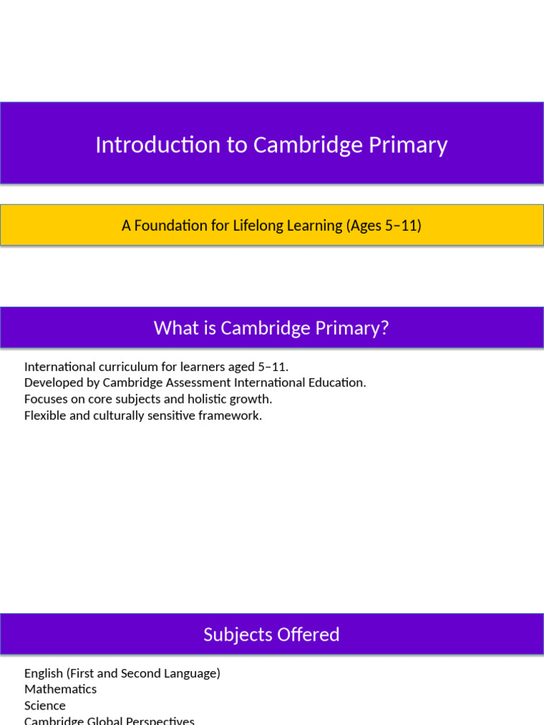 Cambridge Primary Presentation | PDF