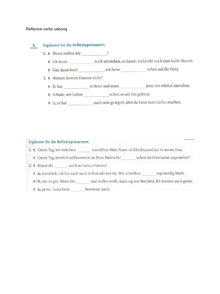Reflexive Verbs Practice Exercises | PDF