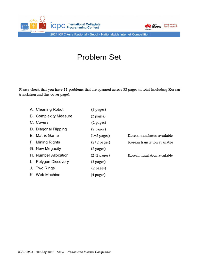 2024ICPC Problemset Online | PDF | Rectangle | Area