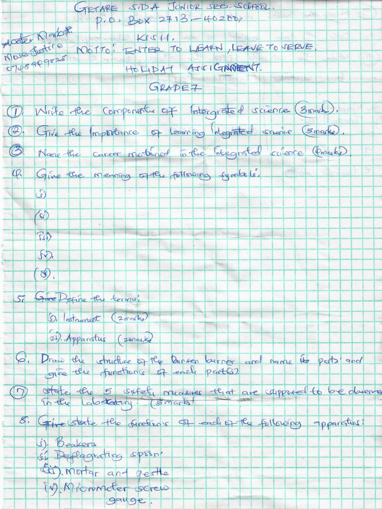 Grade 7 Integrated Science Pdf