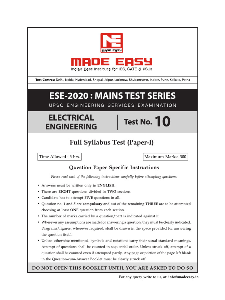 Ee Fst-1 Paper-1 Qs. | PDF