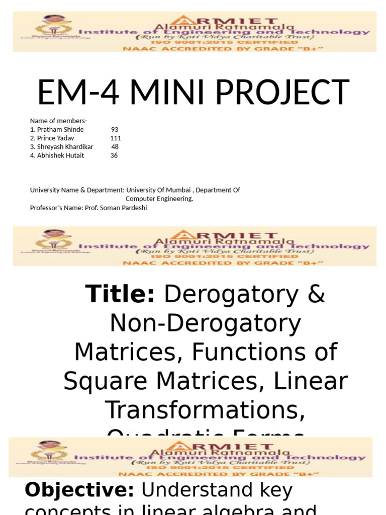 em4_miniproject2[1] | PDF | Matrix (Mathematics) | Eigenvalues And Eigenvectors