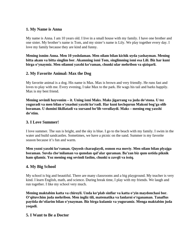 Anna's Fun Stories and Adventures | PDF
