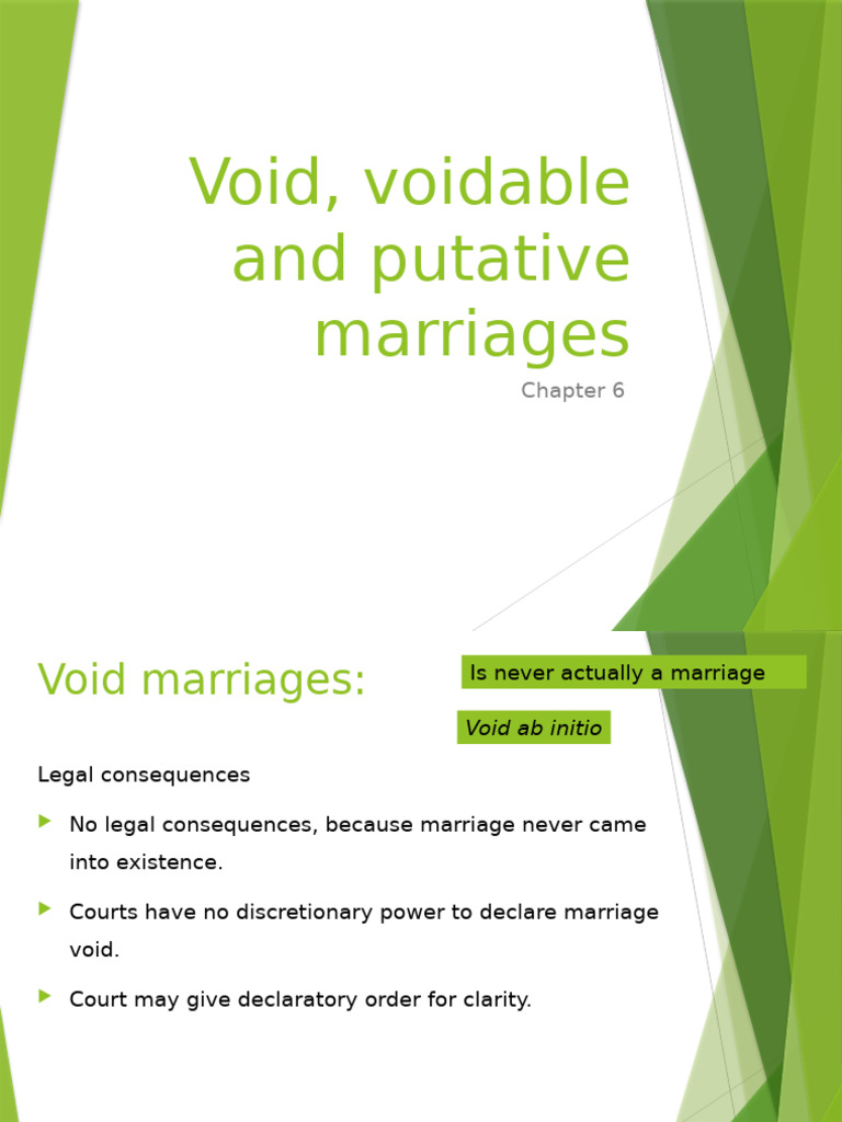 2. Void, Voidable and Putative Marriages | PDF | Annulment | Marriage