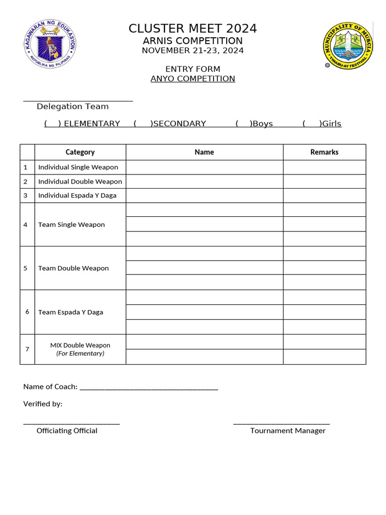 Entry Form Anyo | PDF
