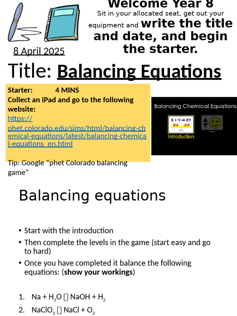 4.7 Balancing Equations | PDF