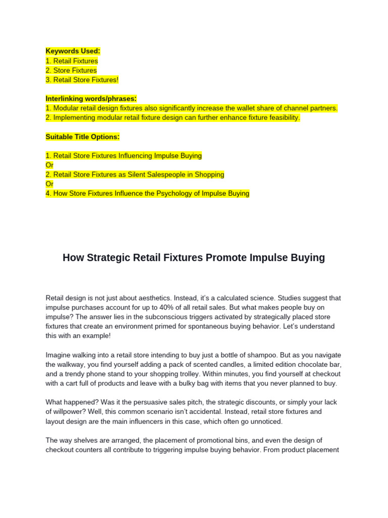 How Strategic Retail Fixtures Promote Impulse Buying | PDF | Retail ...