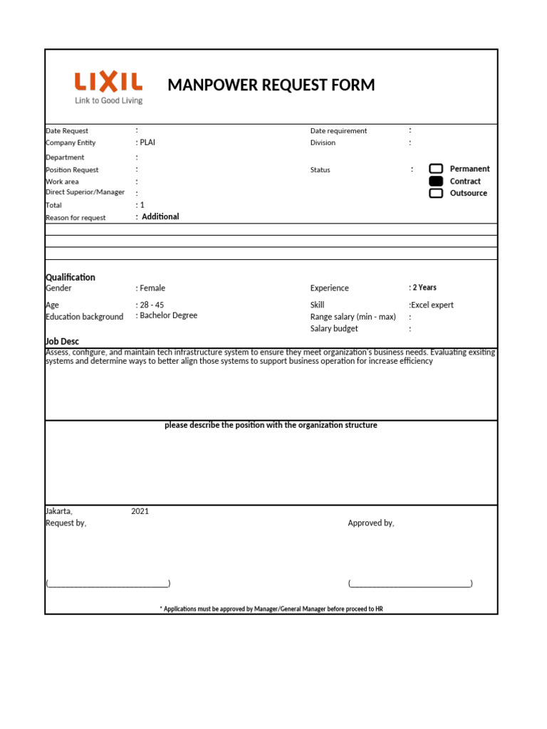 Form Permintaan Tenaga Kerja (PTK) | PDF