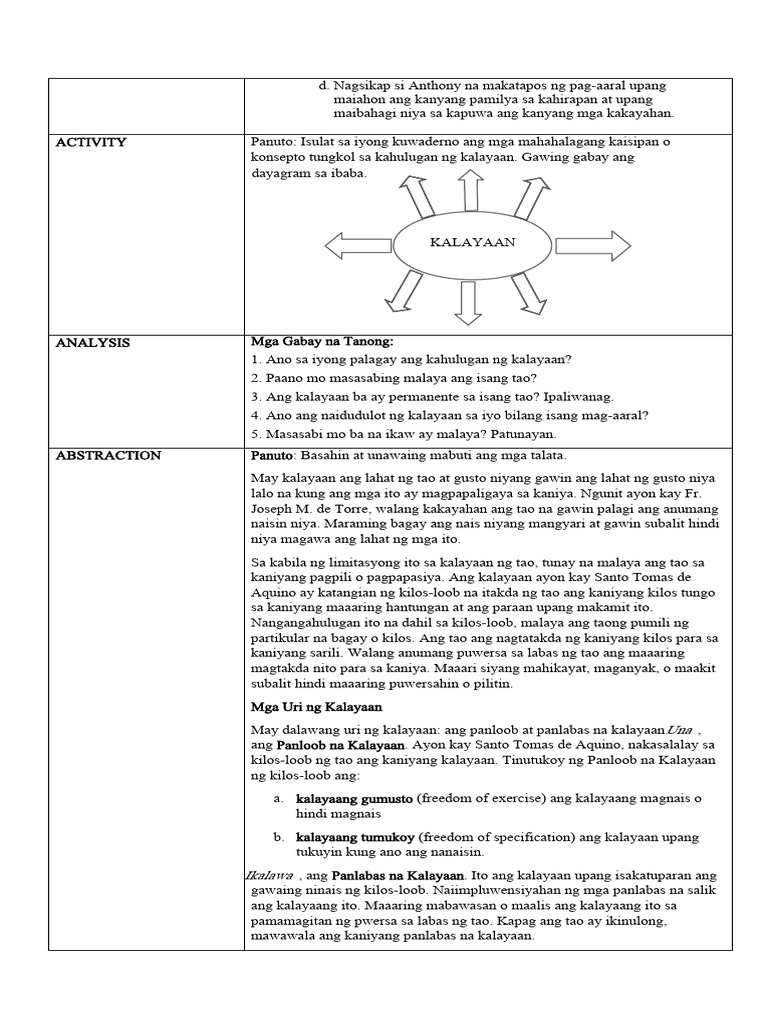 4a's Lesson Plan - Activity To The End | PDF