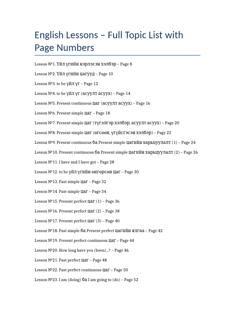 English Lessons All Topics List | PDF | Noun | Verb