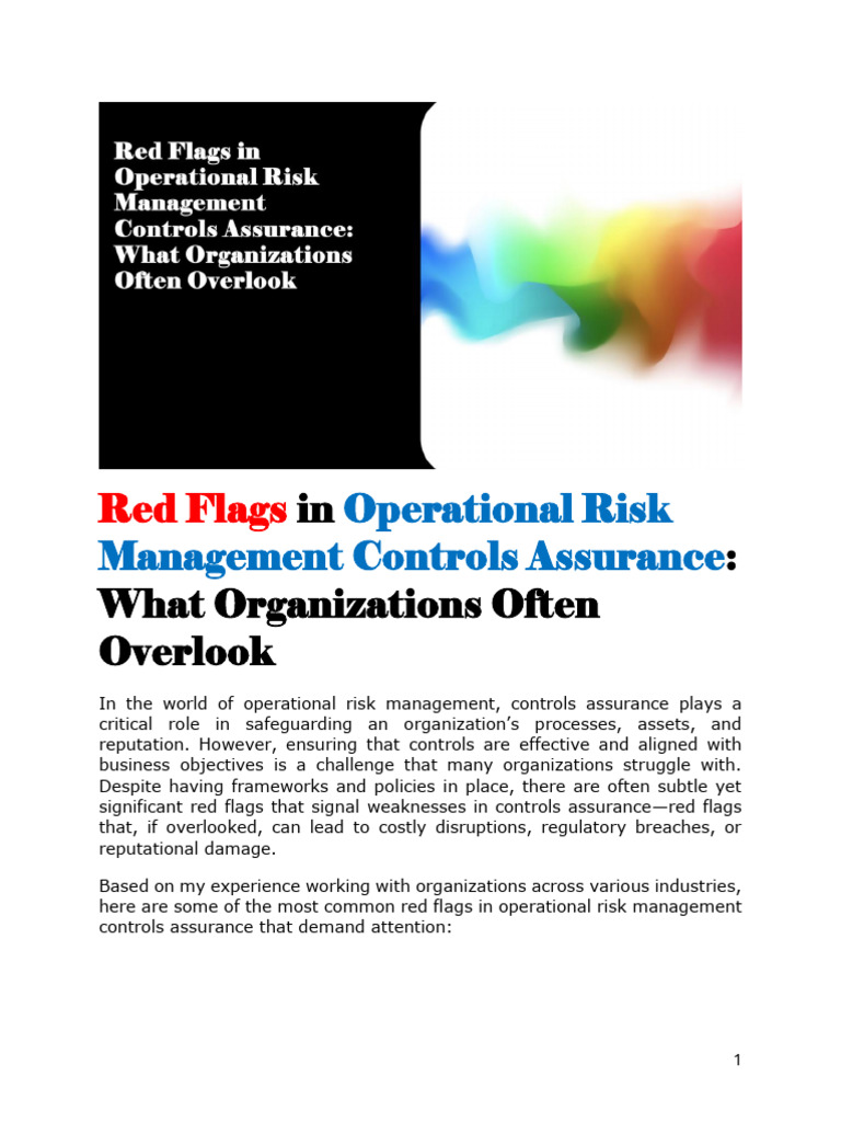 Red flags in Operational Risk Controls Assurance | PDF | Risk | Risk ...