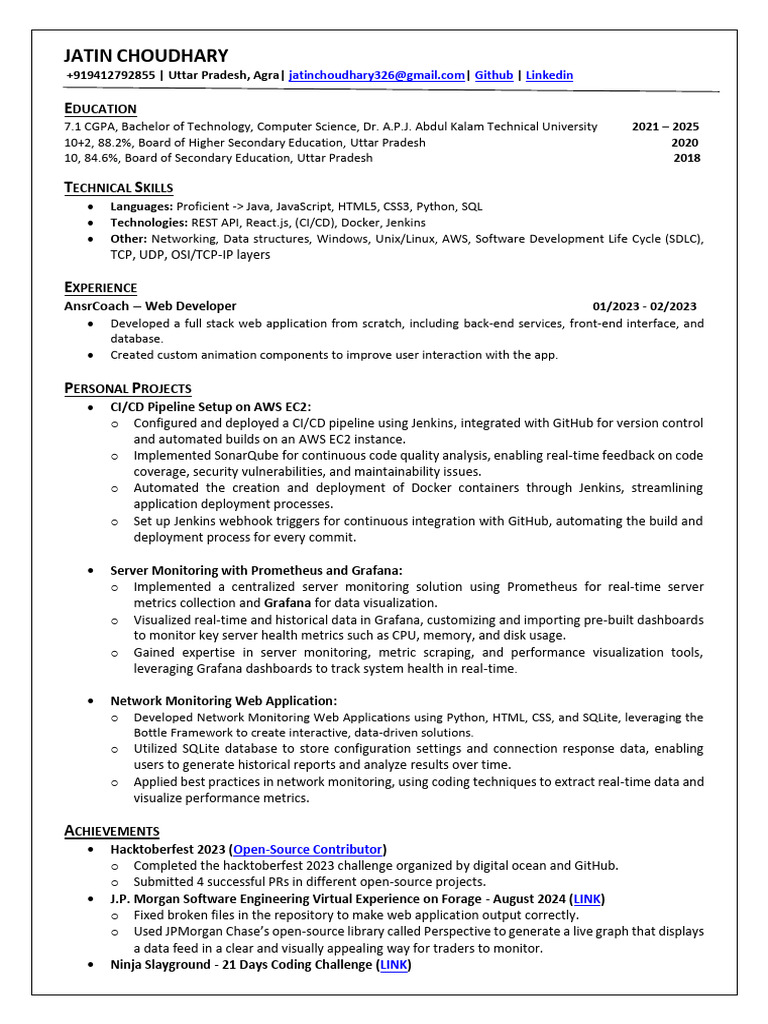 jatin choudhary Devops HashedIn resume(update) | PDF | World Wide Web | Internet & Web