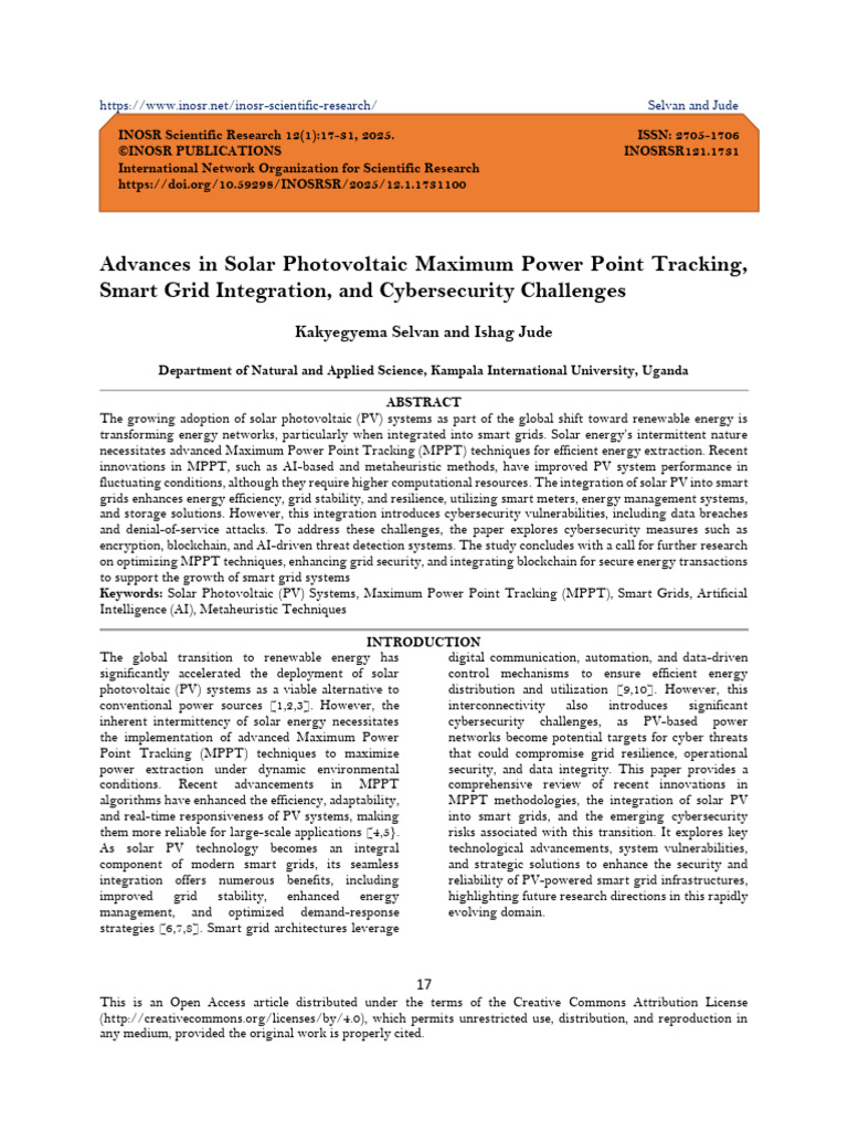 PV Cybersecurity and MPPT Innovations | PDF | Smart Grid | Photovoltaic ...