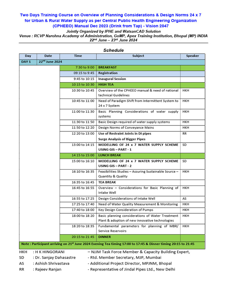 SCHEDULE-CPHEEO-22nd-23rd-June-2024-REVISED-21-6-24-ACA | PDF ...