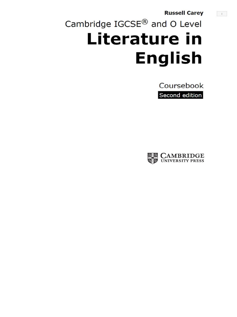 Cambridge IGCSE and O Level Literature in English 2nd Edition | PDF