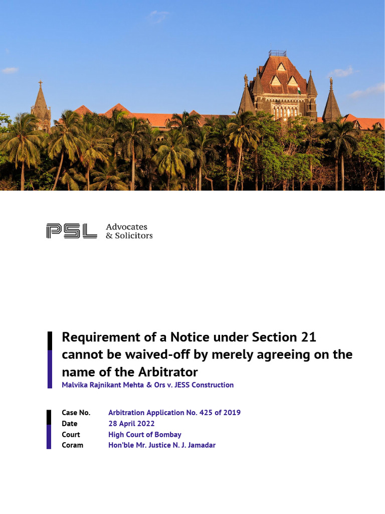 BHC-Malvika-v.-JESS | PDF | Arbitration | Arbitral Tribunal