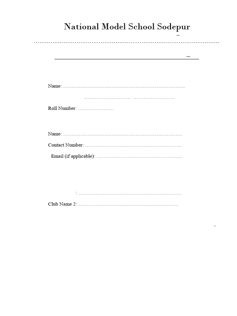 Club Registration Form 2025-26 | PDF