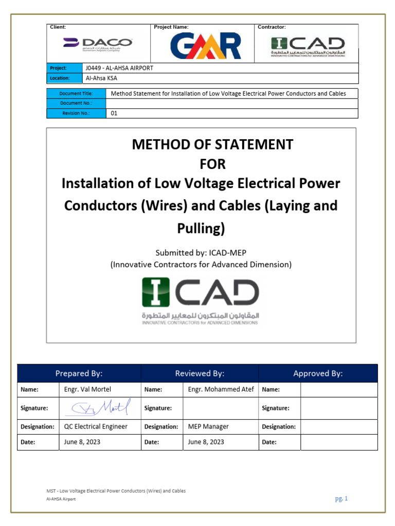 MST - LV Electrical Power Conductors and Cables - R01 | PDF ...