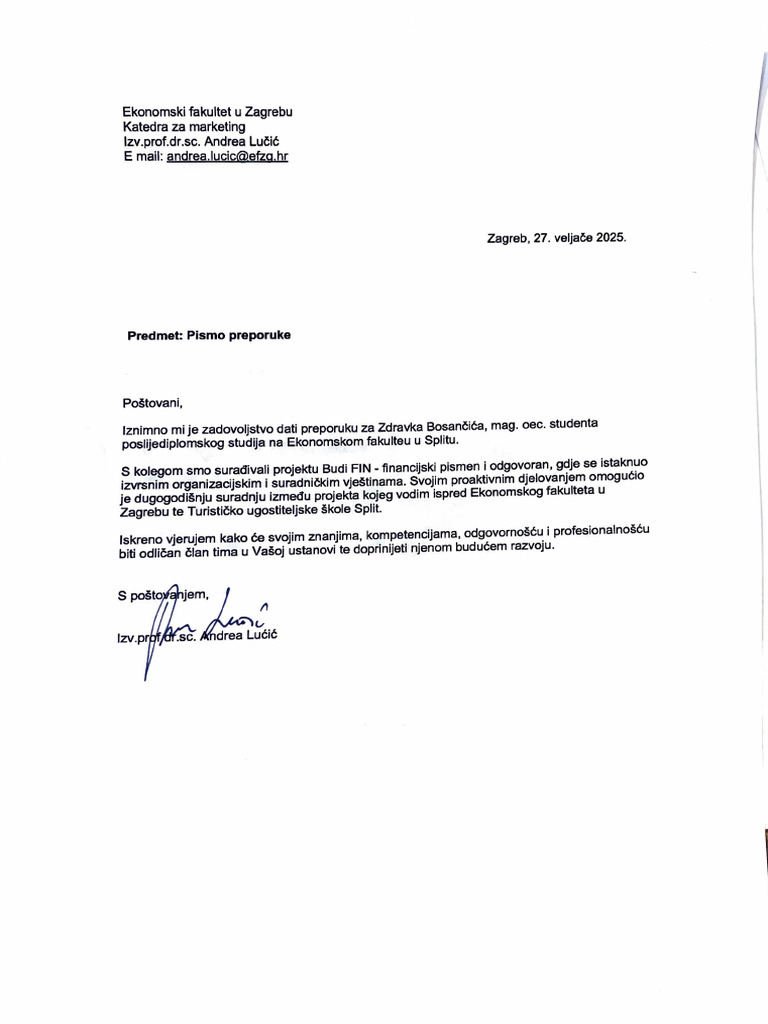 Pismo Preopruke, DR - Sc.andrea Lučić | PDF