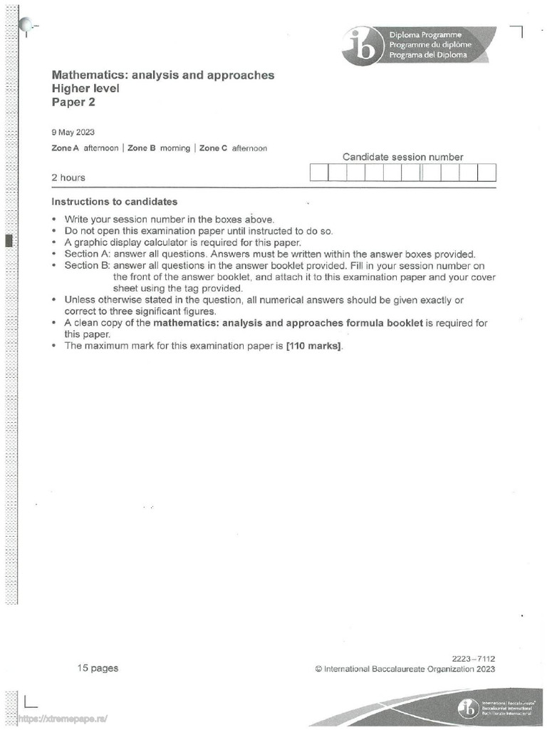 Math AAHL P2 TZA&B | PDF