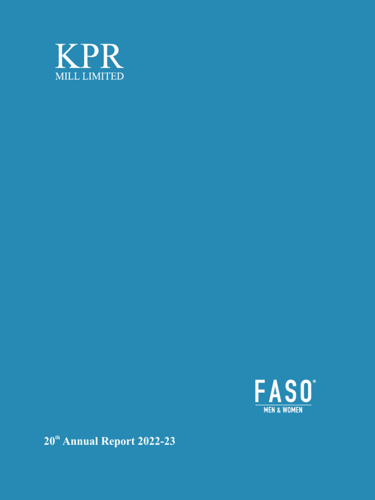 KPR Mill - Annual-Report-2023 | PDF | Textiles | Inflation
