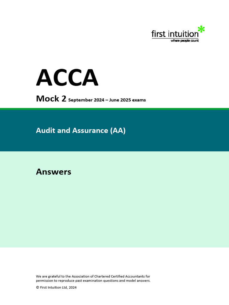ACCA AA Mock Exam Answers 2024 | PDF | Audit | Auditor's Report