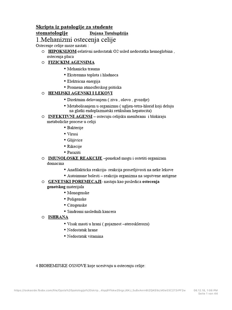 Opsta Patologija Skripta | PDF